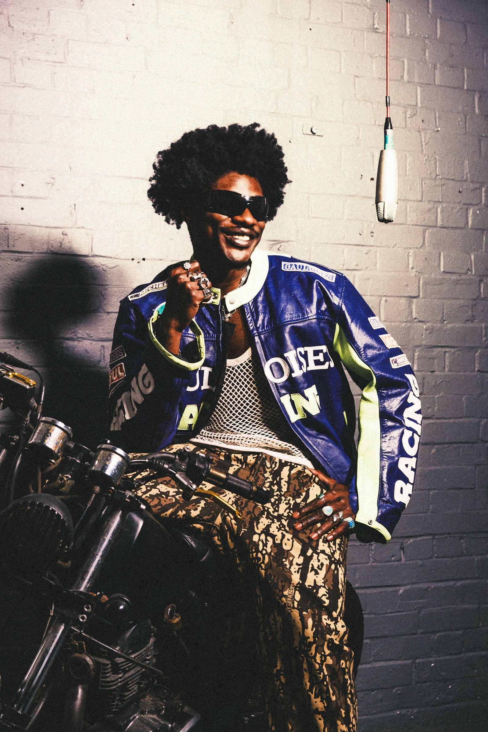 Vintage Gauloises Leather Racing Jacket in Blue ...